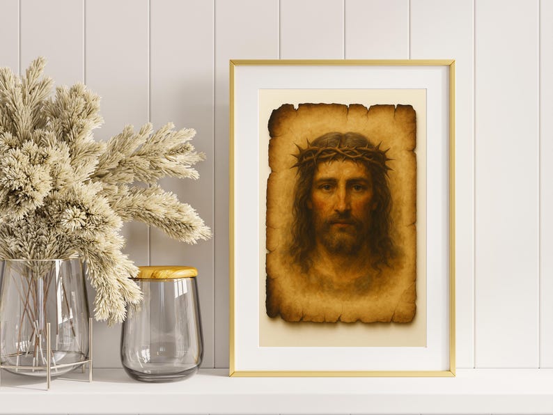 Vintage Paper Face of Jesus Christ - Shroud of Turin Portrait, the ...
