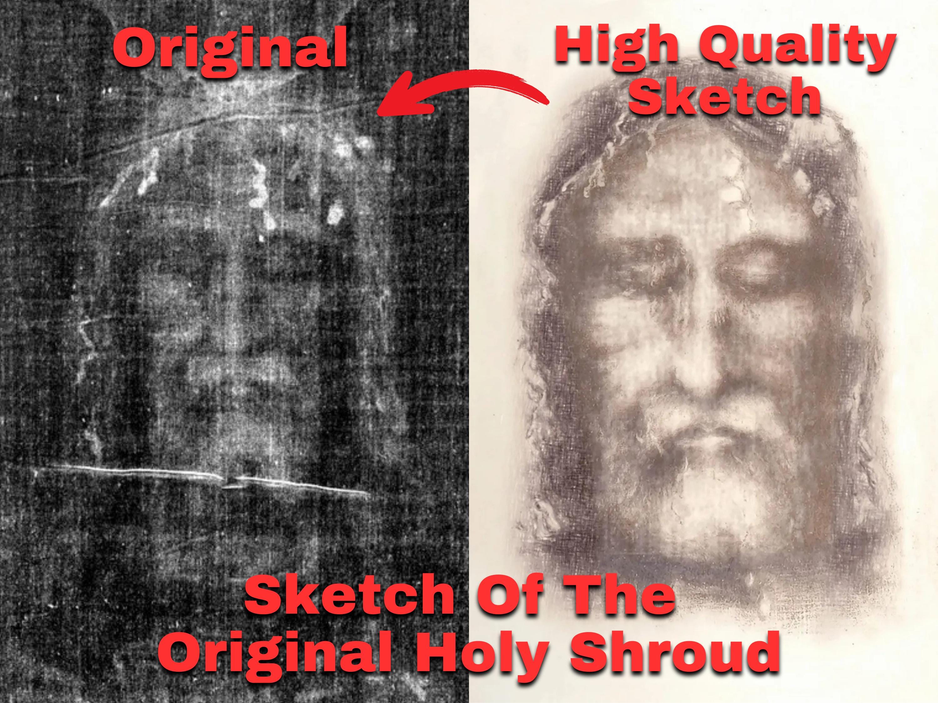 Holy Shroud Face Sketch - Real Face of Jesus, the Shroud of Turin ...