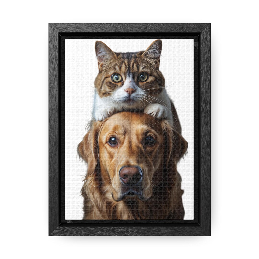 Pet Portraits Canvas Wrap, Cat and Dog Wall Art, Animal Lovers Gift ...