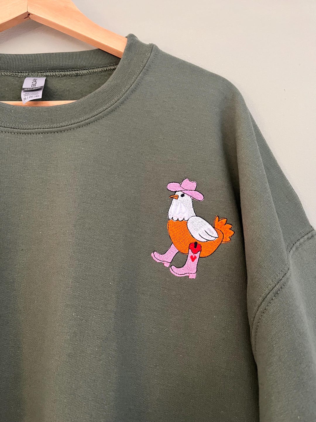Embroidered Cowboy Chicken Jumper, Oversized Fit - Etsy