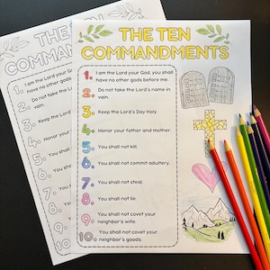 Simple Catholic Ten Commandments Coloring Sheet for Kids - Etsy