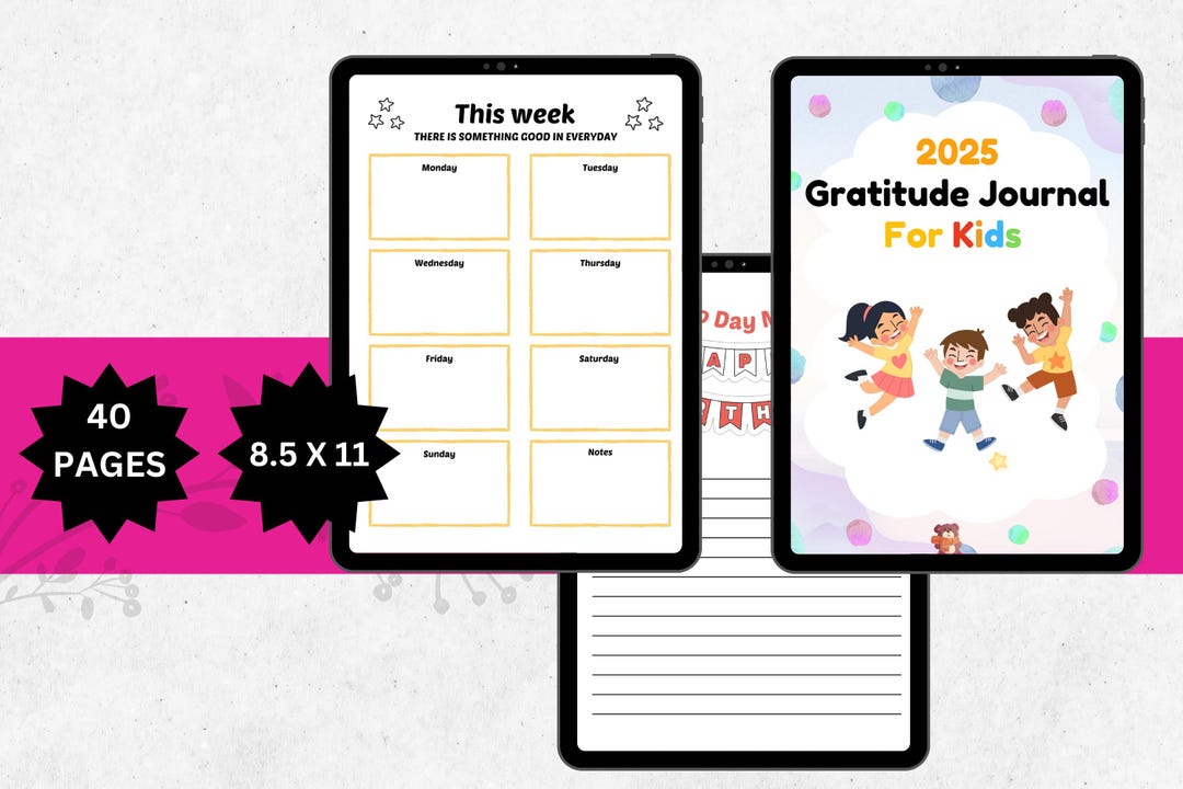 2025 Gratitude Journal for Kids Year at a Glance Yearly Planner Desk ...