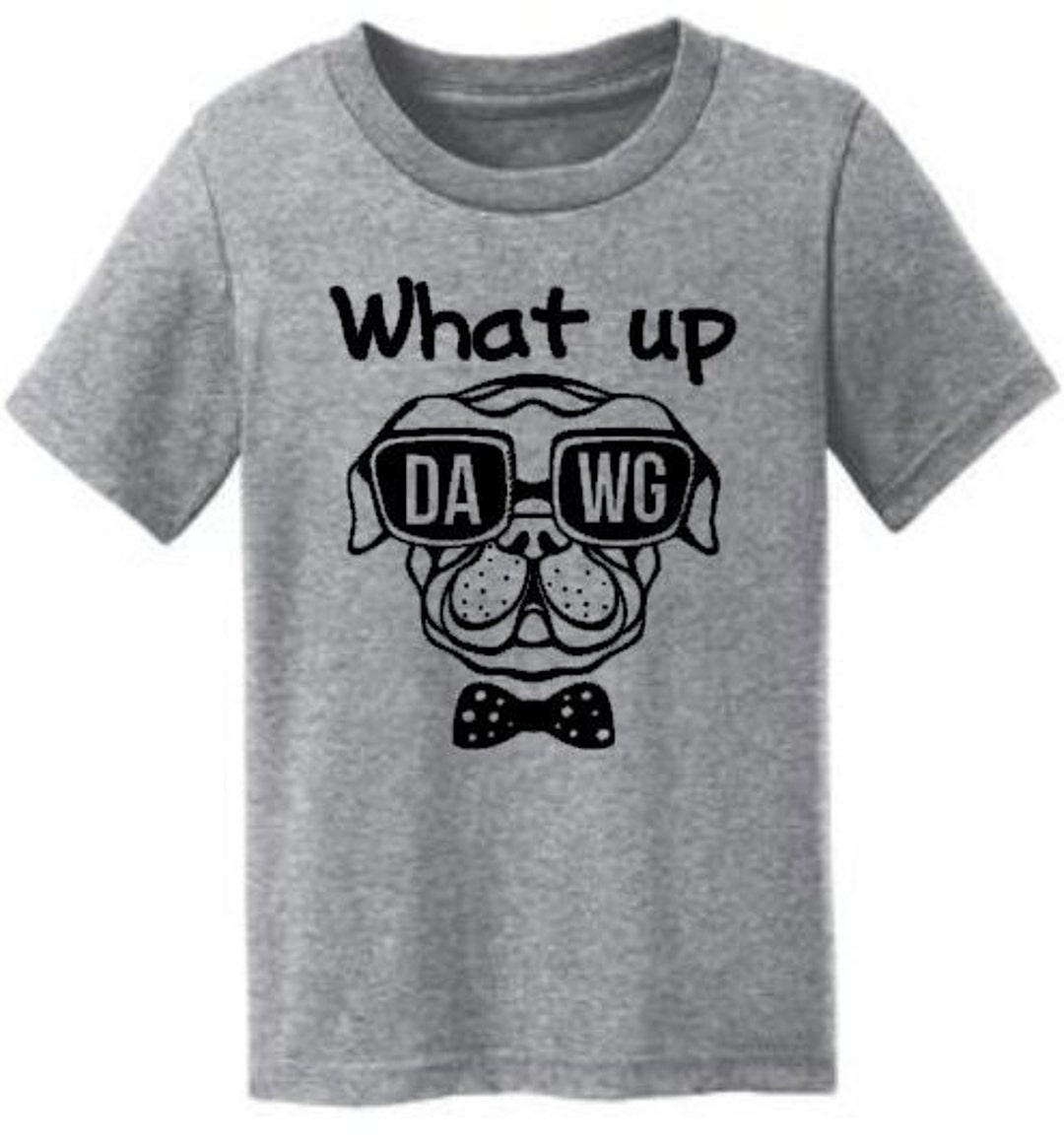 What up Dawg Dog Hipster Tee Bulldog What's up Baby Shower Humor Kids ...