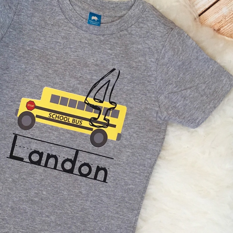 Yellow School Bus Birthday Tee Shirt With Custom Name Age - Etsy