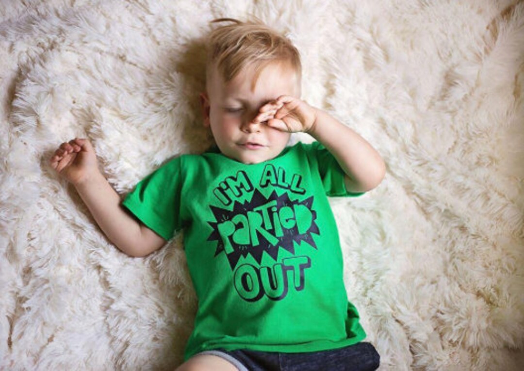 All Partied Out, Kid's Trendy Tee, Toddler Boy, Girl Clothing, Funny ...