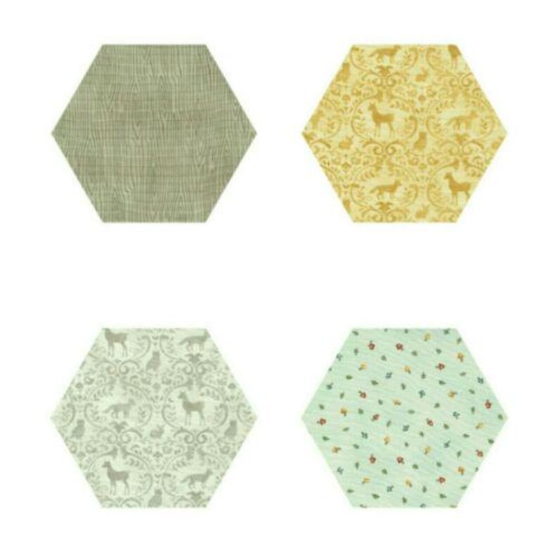 EFFIES WOOD - 252 Fabric Hexagons - Diecut From a Moda Layer Cake ...