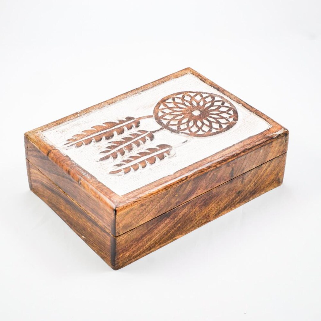 7" Solid Wood Keepsake Box With Dream Catcher Engraving - Etsy