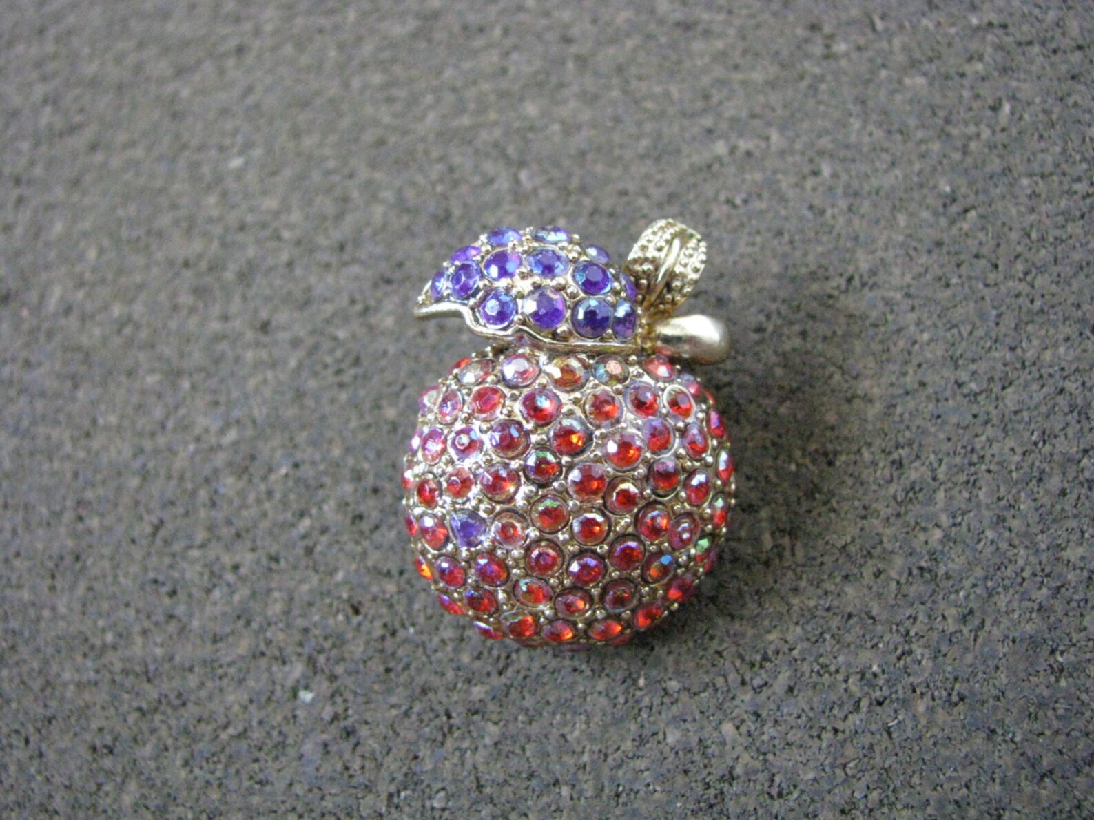 Vintage Sparkly Apple Brooch Pin With Blue & Gold Accents - Etsy