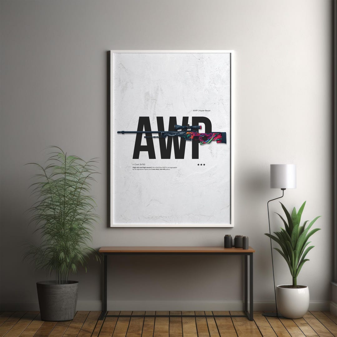 AWP Hyper Beast Print | AWP Hyper Beast Poster | CS2 Wall Art | Counter ...