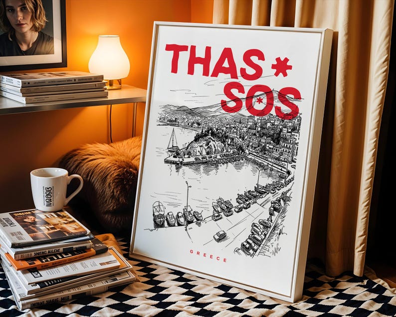 Thassos City Wall Art Print, Thassos Greece Cityscape Poster - Etsy UK