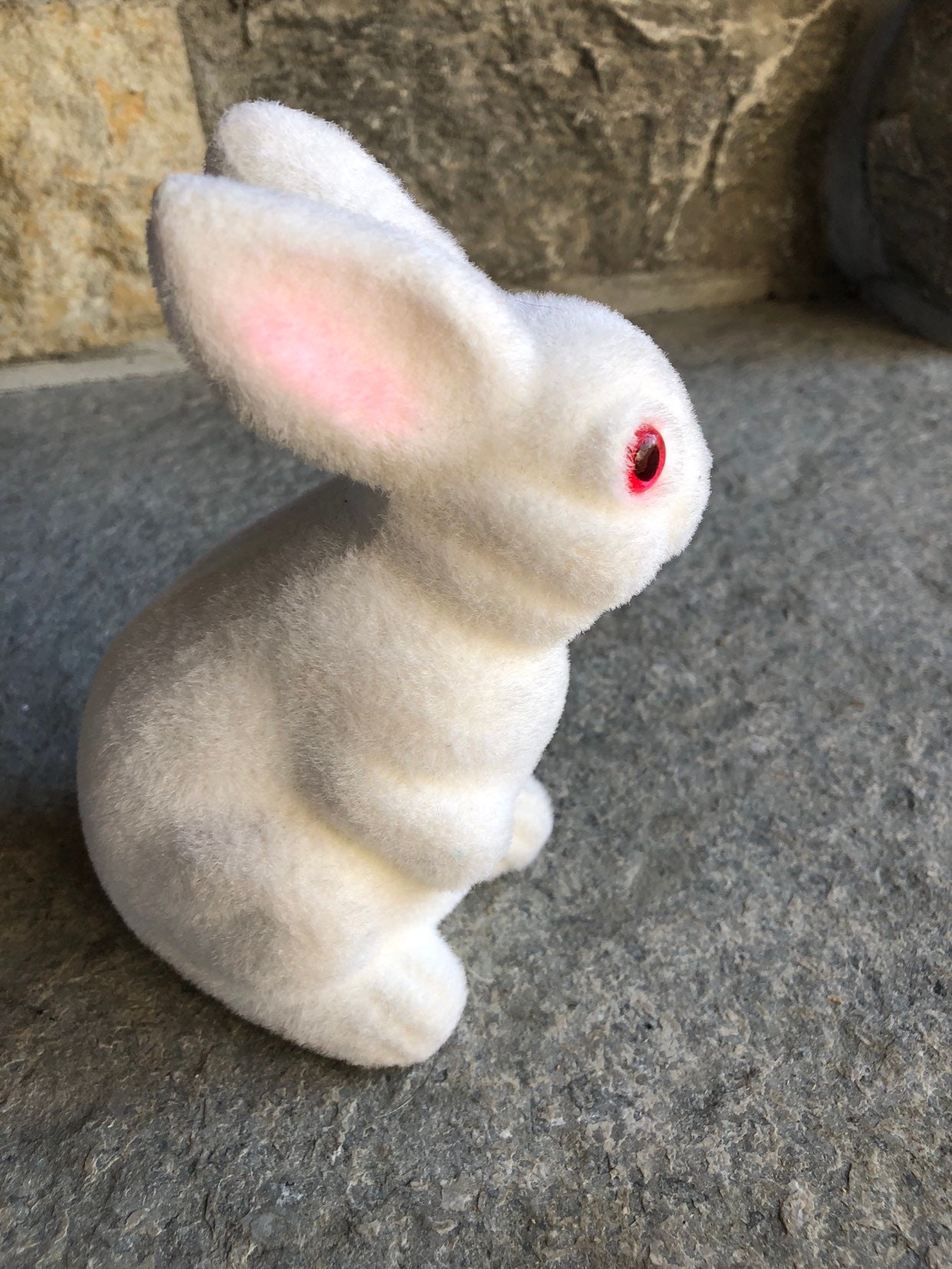 Vintage Flocked White Bunny Rabbit - Etsy