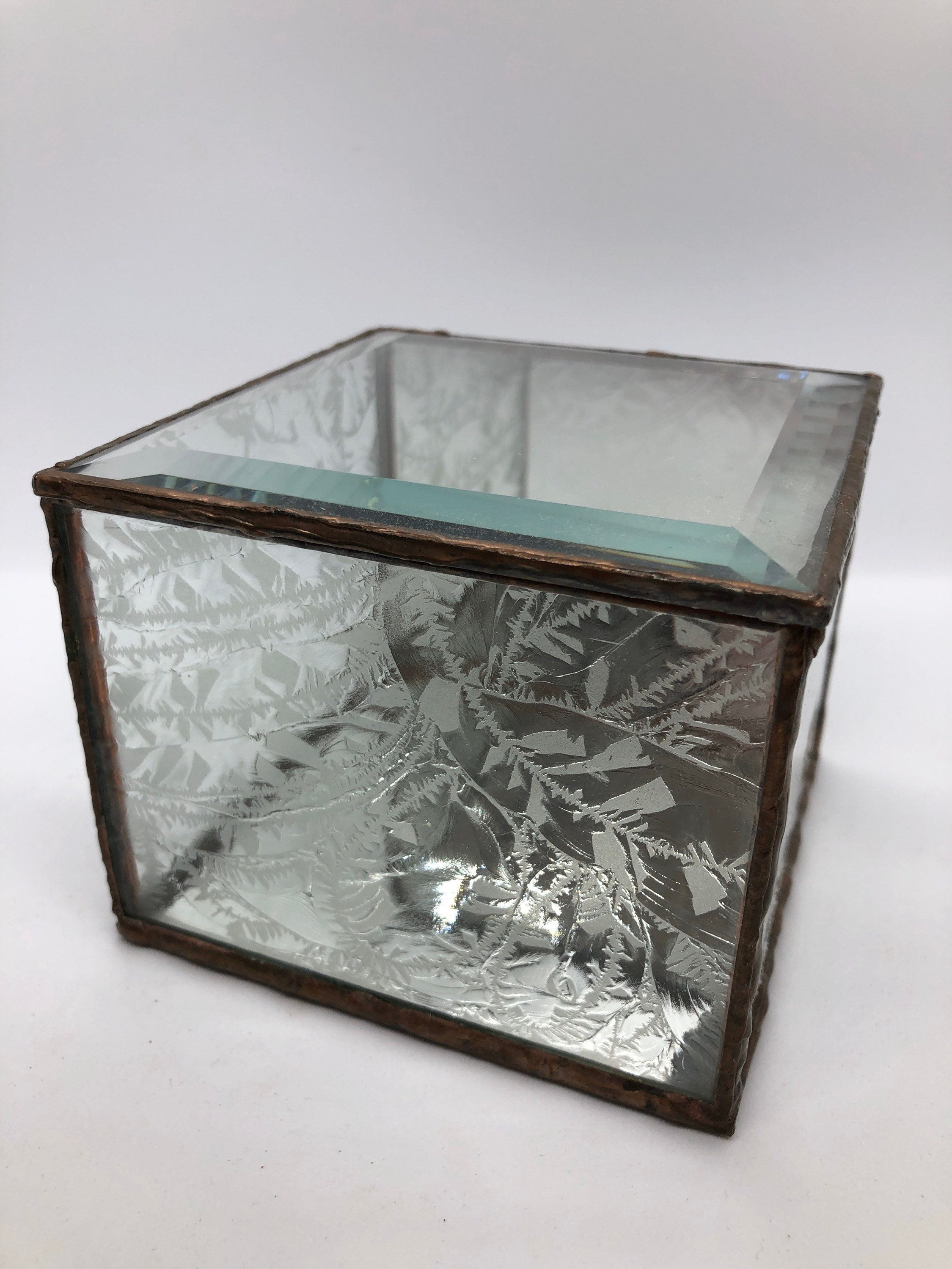 Etched Glass Beveled Box - Etsy