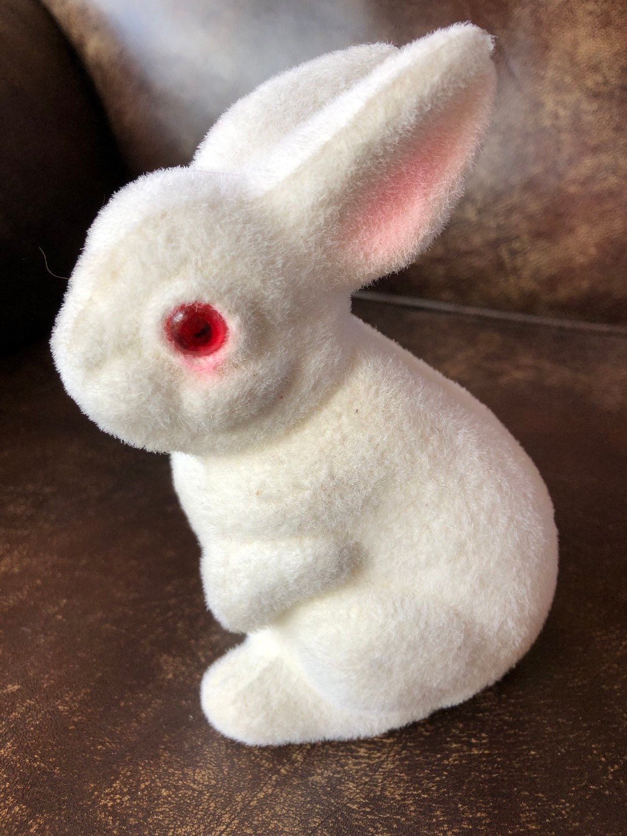 Vintage Flocked White Bunny Rabbit - Etsy