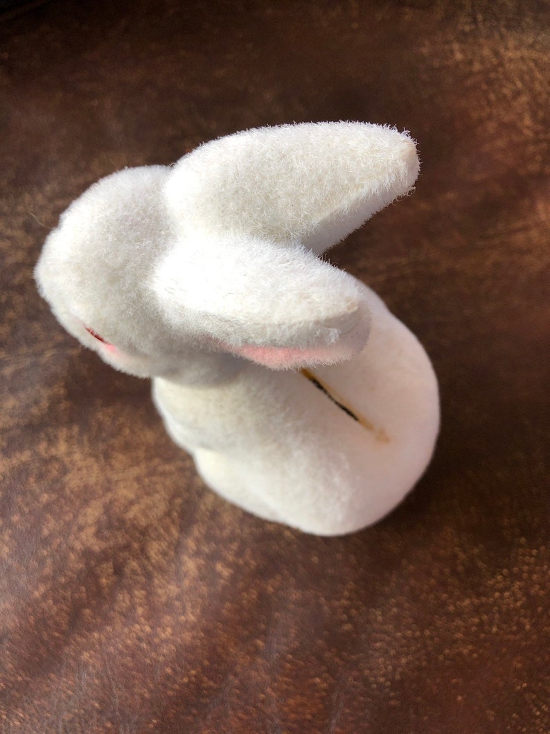 Vintage Flocked White Bunny Rabbit - Etsy