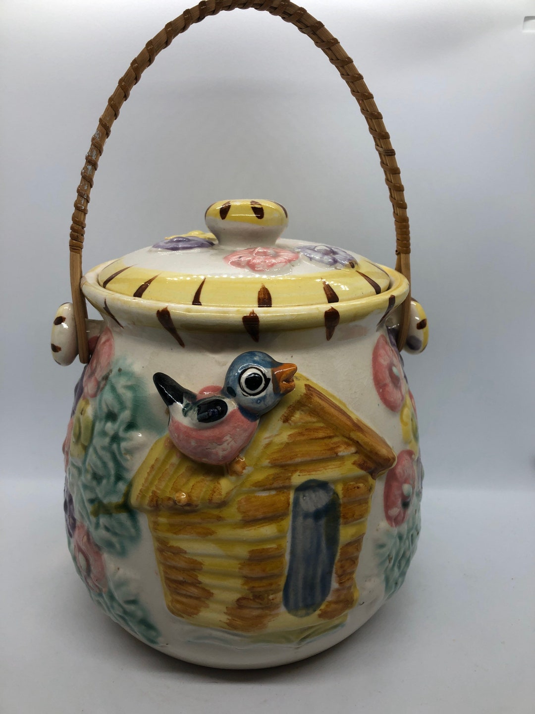 Vintage Bird Cracker Jar, Canister With Lid - Etsy