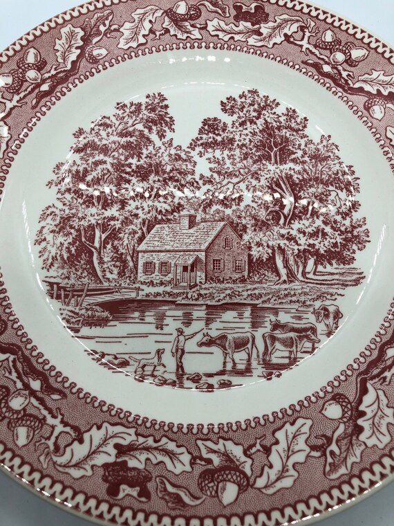 Vintage Memory Lane Pink Transferware Dinner Plate 10 Inch | Etsy