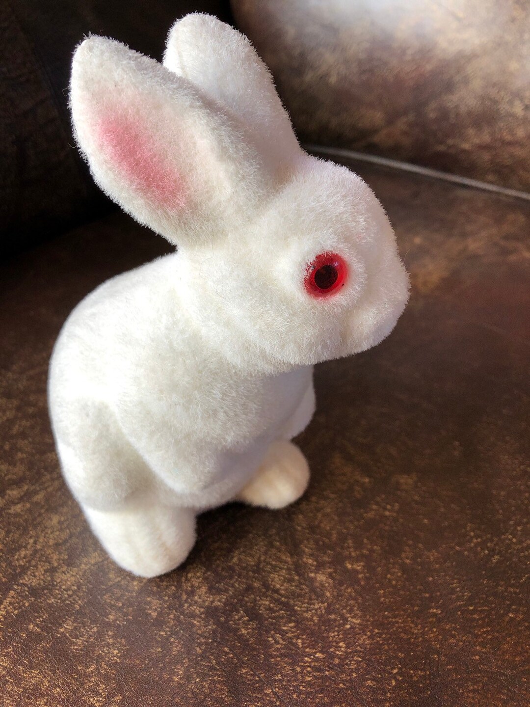 Vintage Flocked White Bunny Rabbit - Etsy