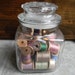 Wooden Thread Spools in Glass Compote Jar Farmhouse Retro Chic Craft ...