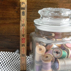 Wooden Thread Spools in Glass Compote Jar Farmhouse Retro Chic Craft ...