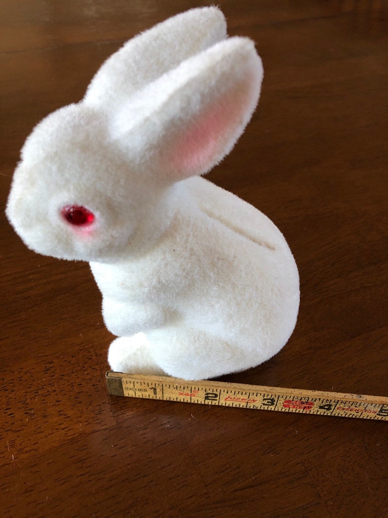 Vintage Flocked White Bunny Rabbit - Etsy