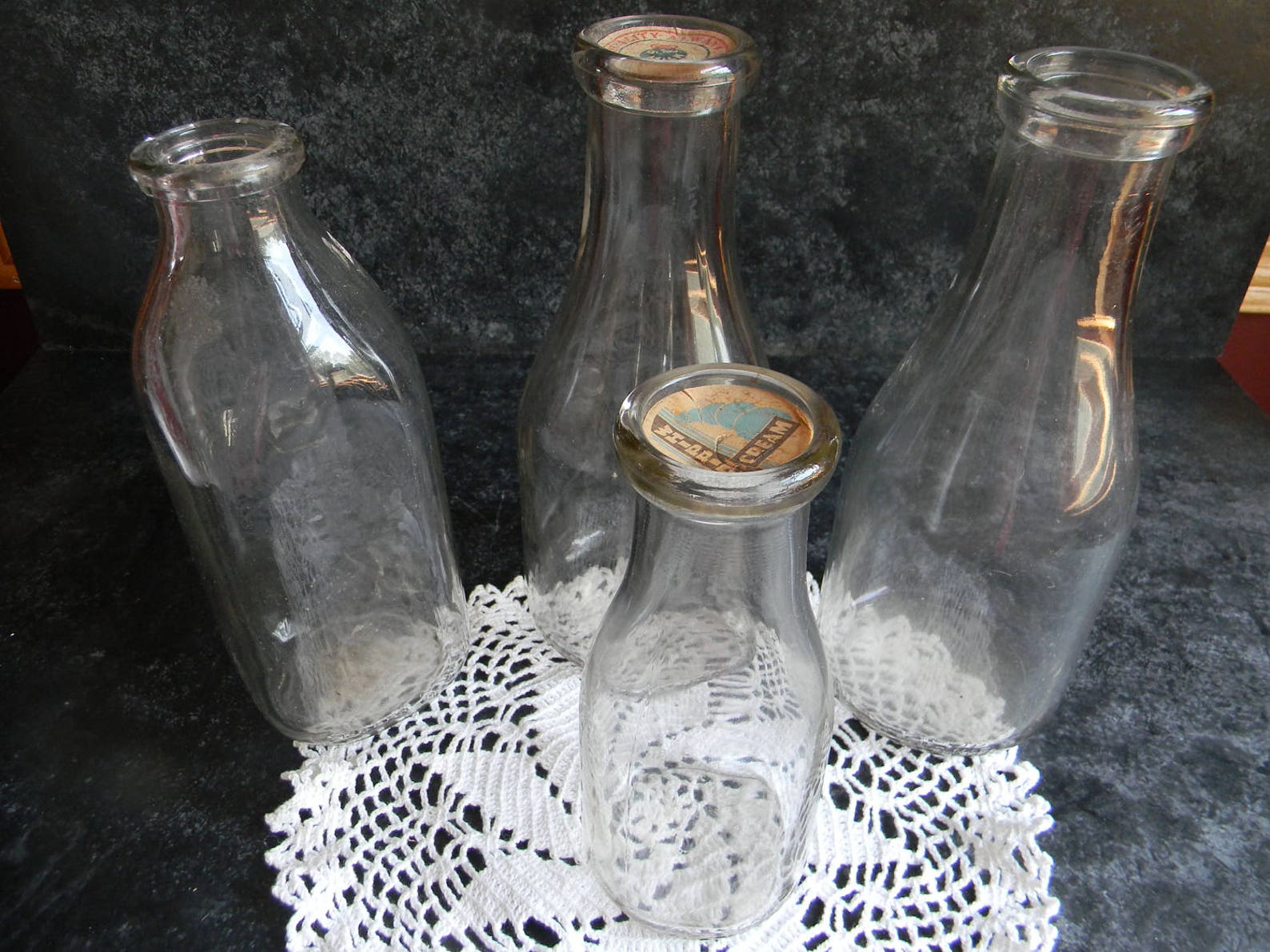 Vintage Glass Milk Jars and Whipping Cream Jar, Farmhouse Chic Decor ...