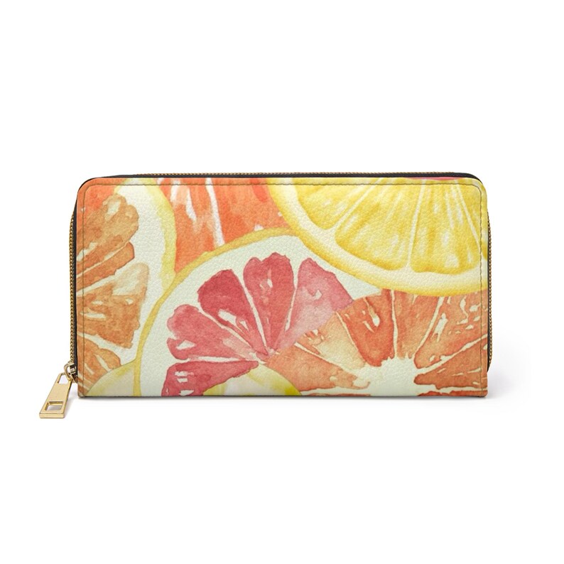 Citrus Splash Zip Wallet, Vibrant Fruit-inspired Design, Cute Wallet ...