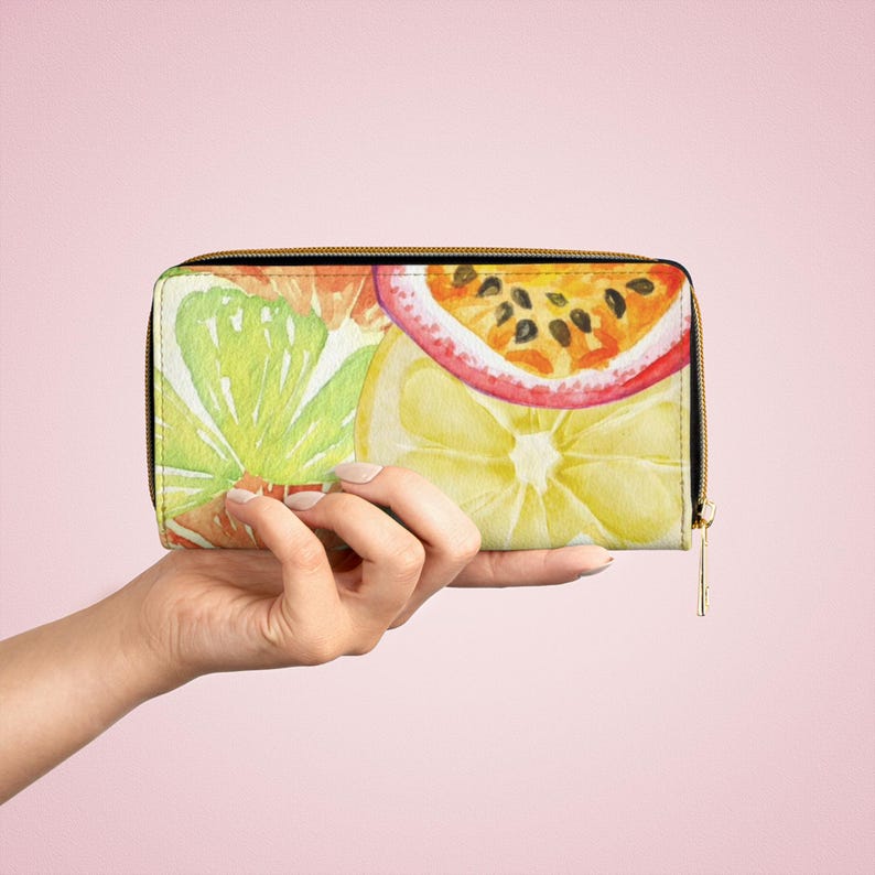 Citrus Splash Zip Wallet, Vibrant Fruit-inspired Design, Cute Wallet ...