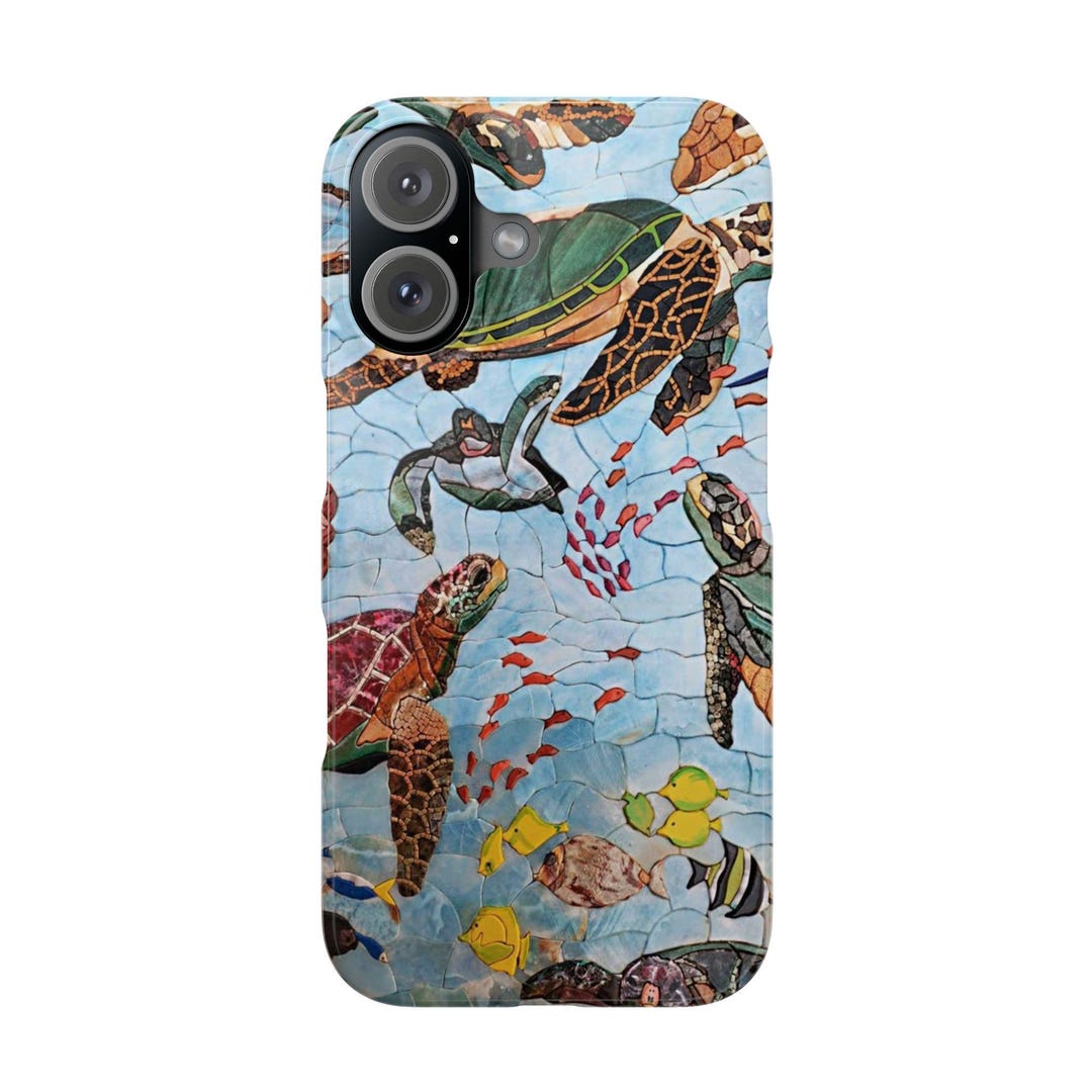 Mosaic Turtle Design for iPhone 16 15 14 13 12 11 Samsung Galaxy S23 ...