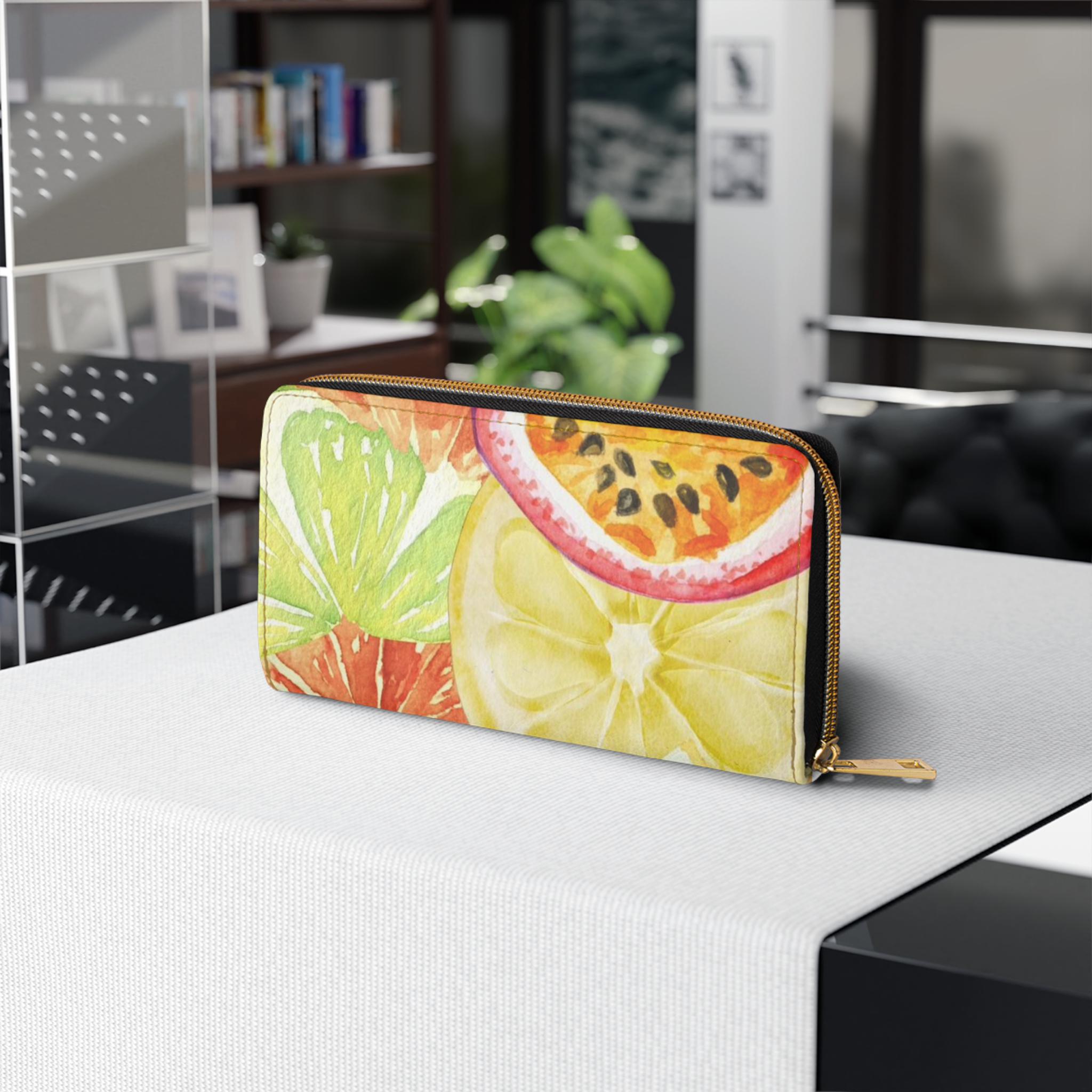 Citrus Splash Zip Wallet, Vibrant Fruit-inspired Design, Cute Wallet ...