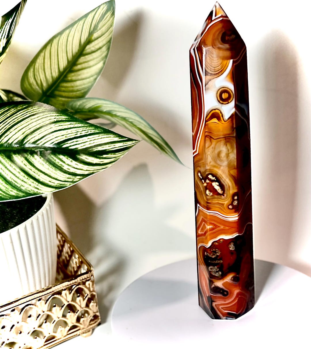Banded Carnelian Agate Tower - Natural Polished Crystal Point ...