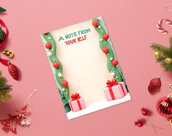 Blank Elf Note Card Printable | A Note From Your Elf Postcard | Elf ...