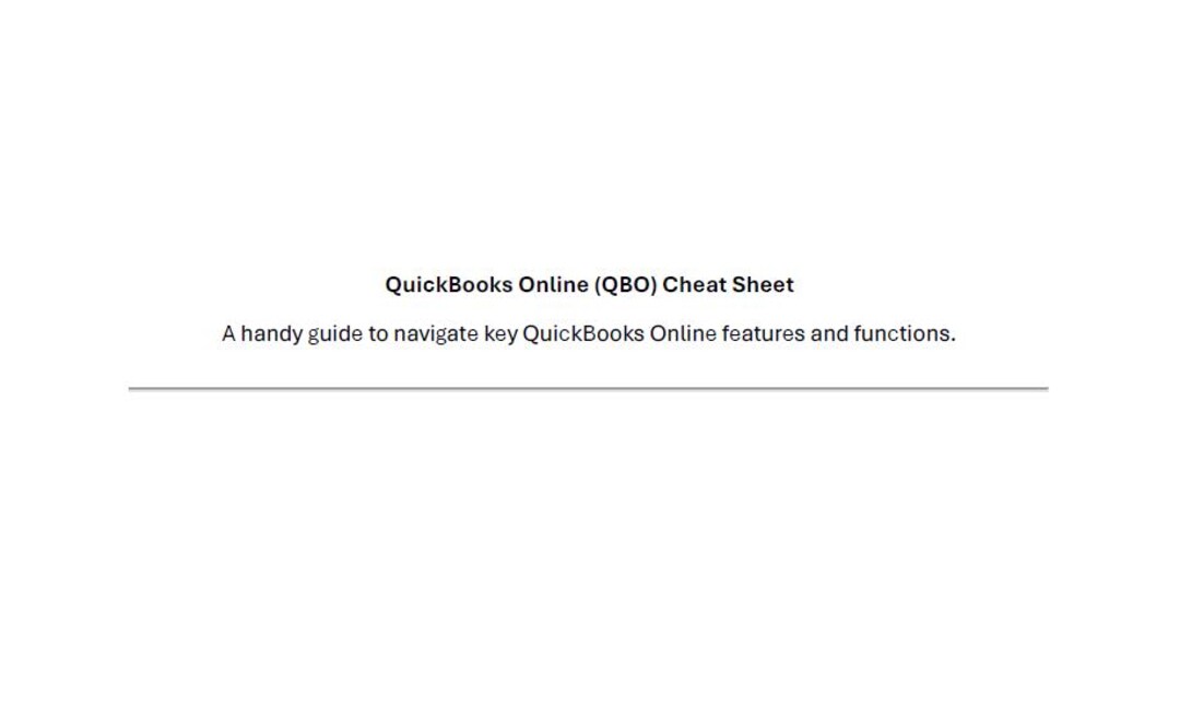Quickbooks Online (QBO) Cheat Sheet - Etsy