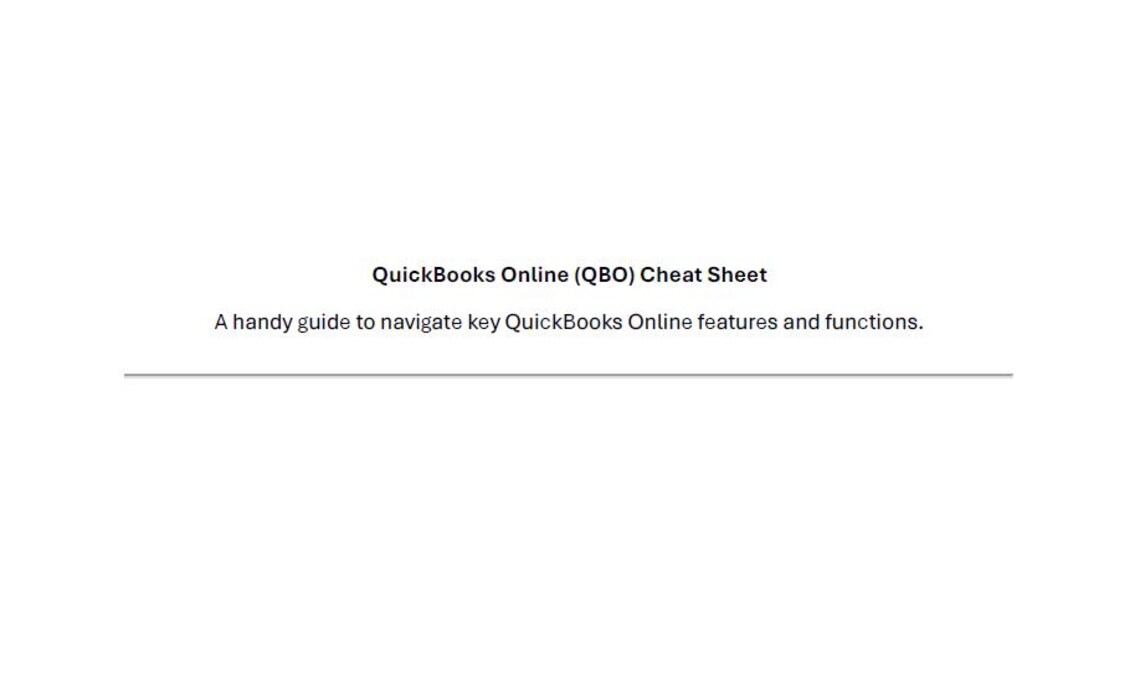 Quickbooks Online (QBO) Cheat Sheet - Etsy