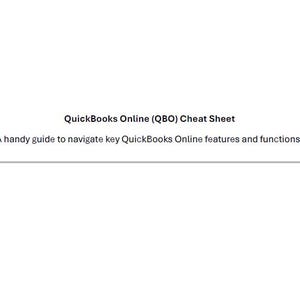 Quickbooks Online (QBO) Cheat Sheet - Etsy