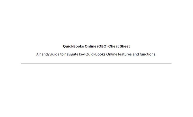 Quickbooks Online (QBO) Cheat Sheet - Etsy
