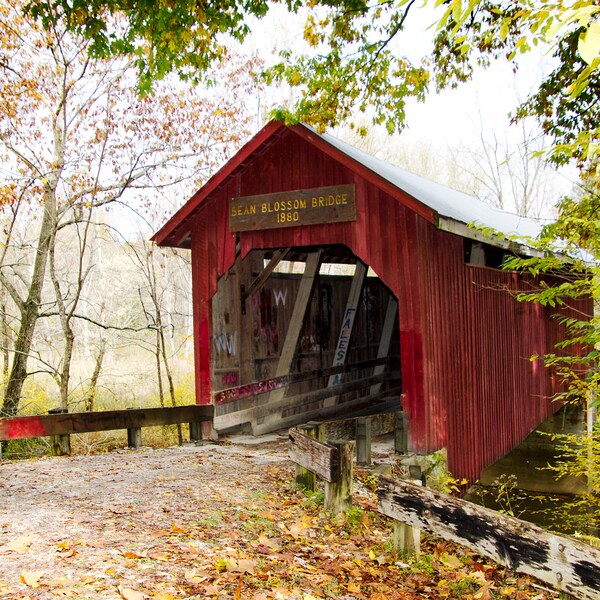 Red Covered Bridge - Etsy