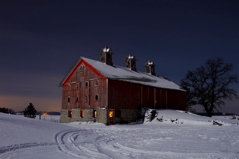 Midnight Chores, Barn, Snow, Snowy Night, Rural, Countryside, Country ...