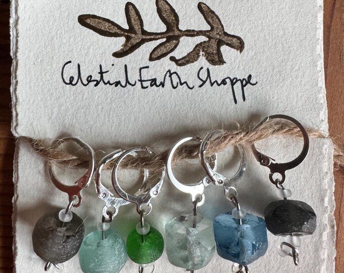 Handmade Recycled Glass Stitch Markers Set for Yarn - Etsy
