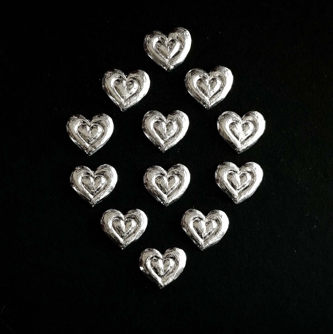 Pewter Pocket Hearts, Set of Twelve, Heart Within a Heart - Etsy