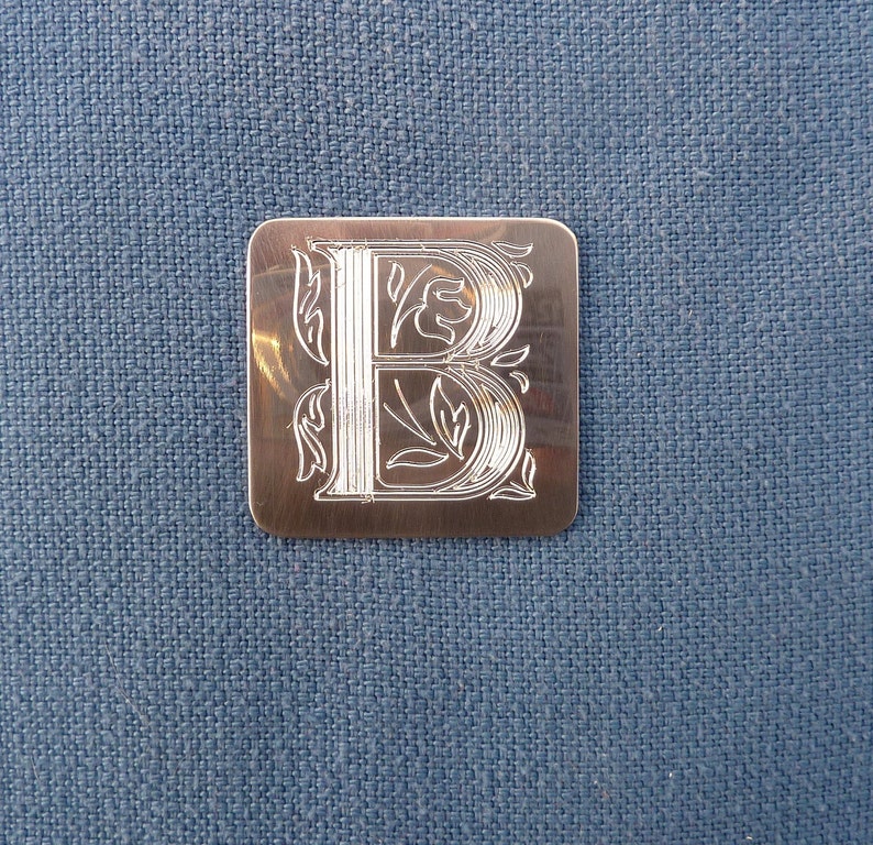 Monogram Pin, Single Ornate Engraved Initial, Pewter. Choose Your ...