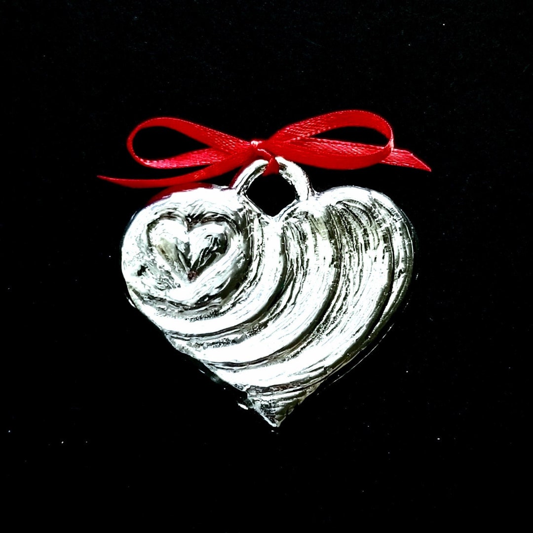 Ripple Heart Pewter Ornament - Etsy