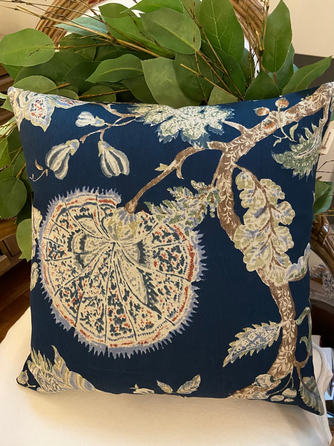 P Kaufman Blue Jacobean Fabric, Designer Pattern, Living Room, Bedroom ...