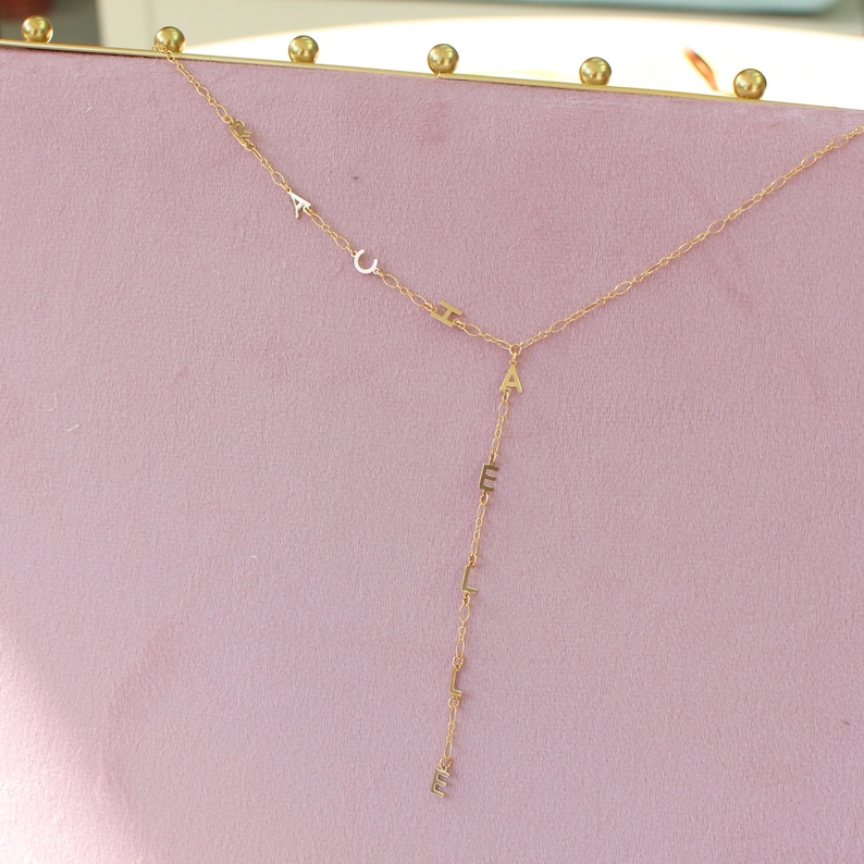 14k Gold Filled Name Necklace: Personalized Vertical Drop Jewelry - Etsy