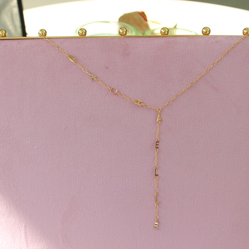 14k Gold Filled Name Necklace: Personalized Vertical Drop Jewelry - Etsy