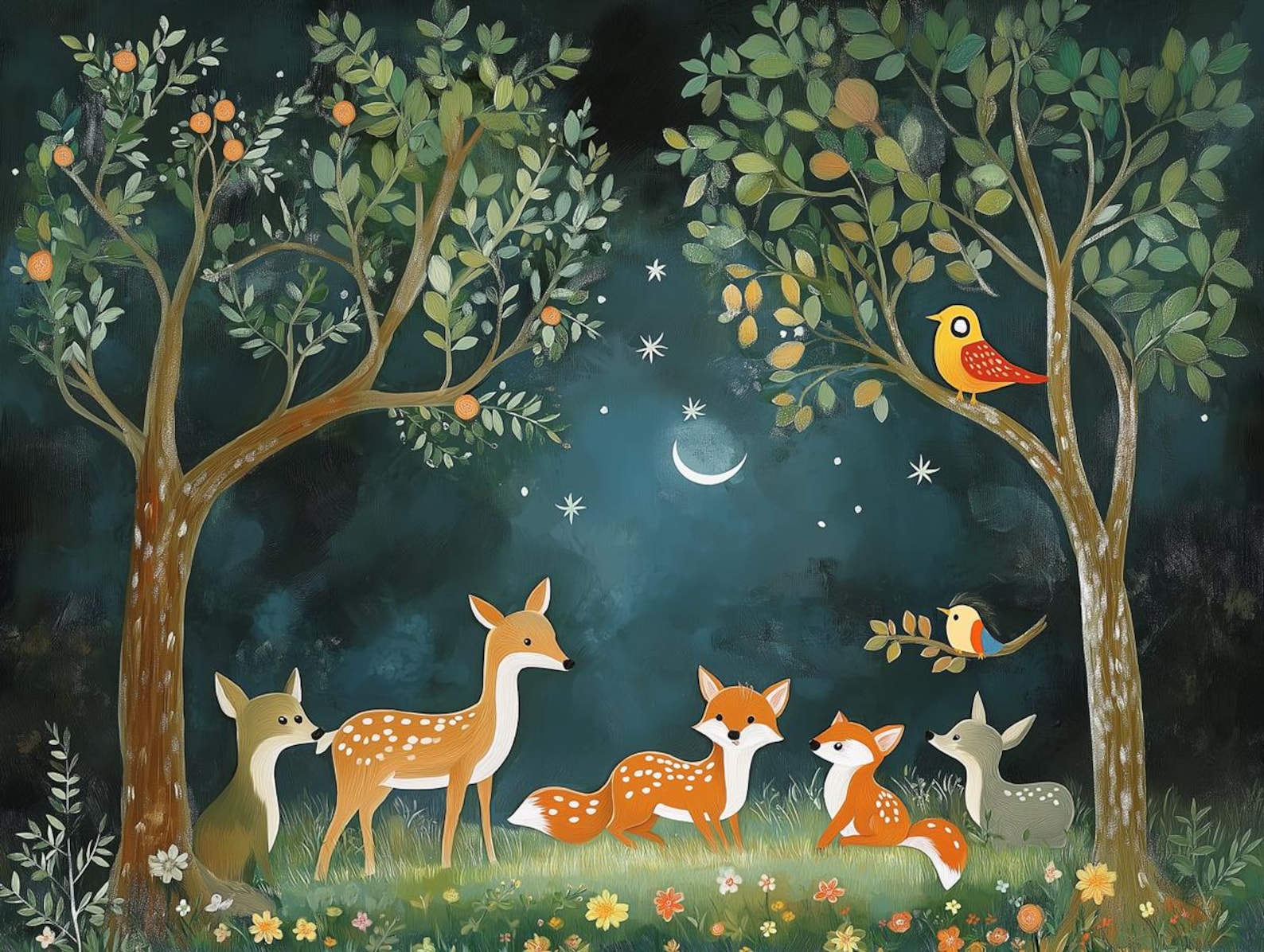 Forest Animals Nursery Mural Wallpaper: Whimsical Kids Room Decor - Etsy