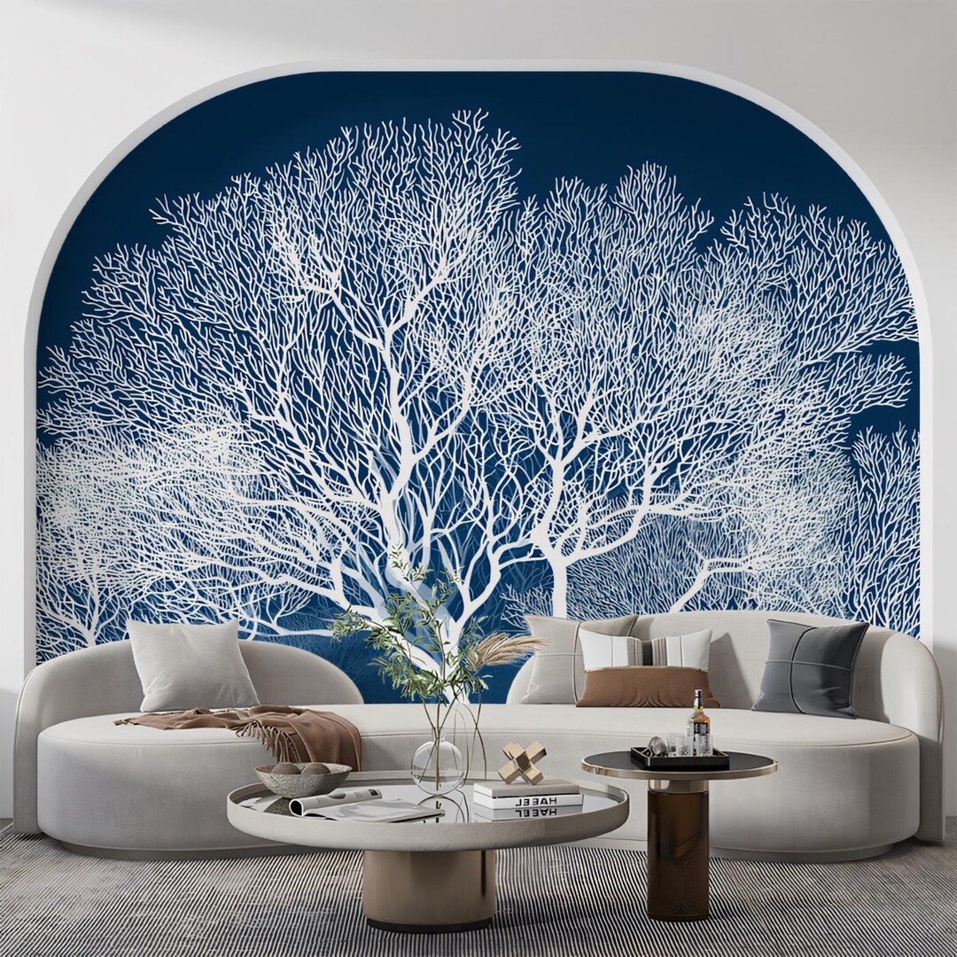 White Coral Reef Tree Mural Wallpaper | Abstract Nature Art With ...
