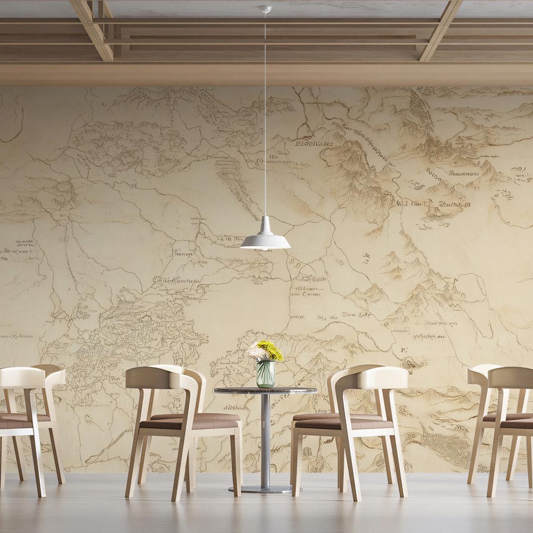 Antique Topographic Map Wallpaper: Vintage Travel Theme Wall Mural - Etsy