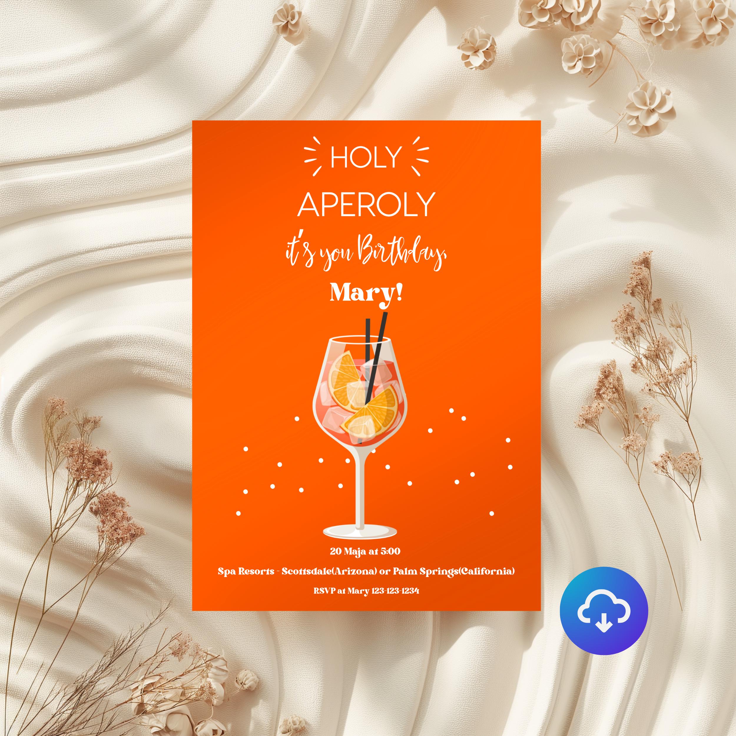 Aperol Spritz Birthday Invitation: Milestone Birthday Party (digital ...