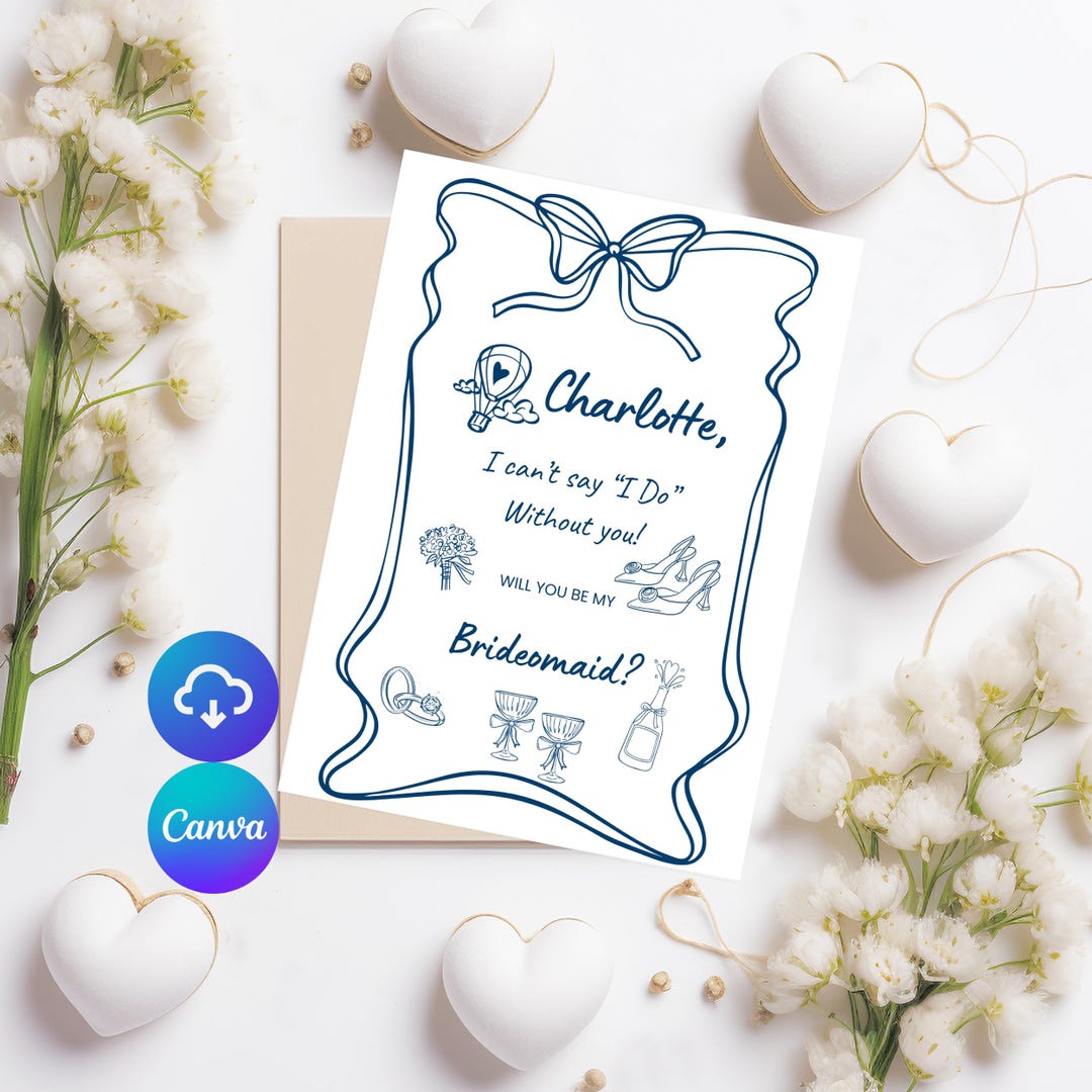 Bridesmaid Proposal Card Template: Wedding Info Card (PDF) - Etsy