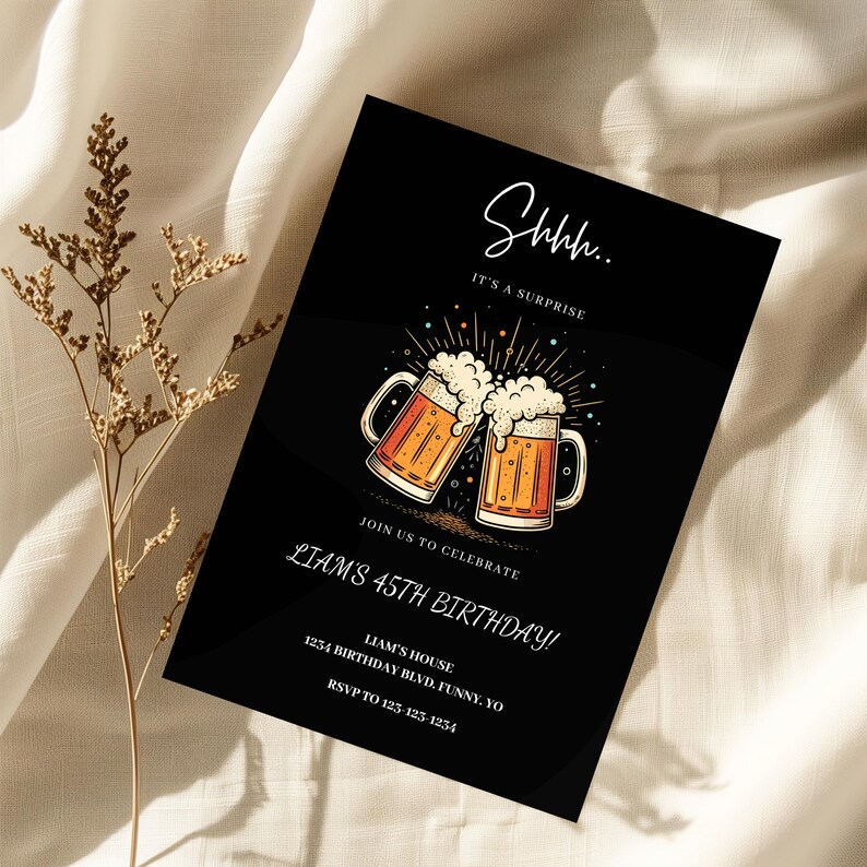 Beer Surprise Birthday Party Invitation, 30th 40th 50th Adult Birthday ...